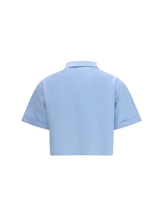 Miu Miu Poplin Ruffle Shirt - Blue