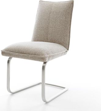 DELIFE Freischwinger Lelio-Flex Webstoff Soft Beige Freischwinger flach Edelstahl Taschenfederkern, Esszimmerst&uuml;hle