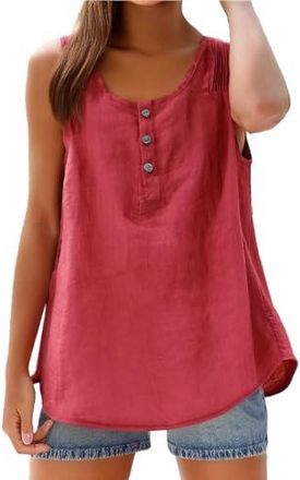 Generic Debardeur Femme Chic et &eacute;l&eacute;gant Chemisier sans Manche D&eacute;grad&eacute; D&eacute;bardeur en Coton et Lin Crop Top Ete Haut Chic et Elegant Fluide Ample Caraco Vetement