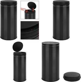 vidaXL Vidaxl - Automatischer Sensor-M&uuml;lleimer 80 l Kohlenstoffstahl Schwarz - M&uuml;lleimer - Abfalleimer - Home & Living - Schwarz