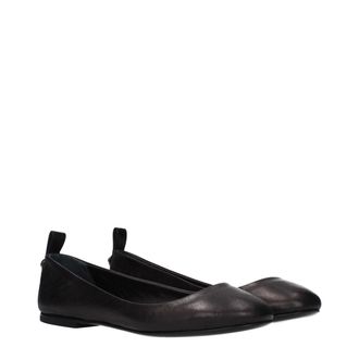 The Attico Womens Black Leather Ballet Flats