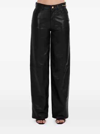 Amiri pantalon en cuir artificiel &agrave; d&eacute;tail de cha&icirc;ne - Noir