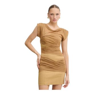 Pinko Pinko - Robe courte en lin - Femme - Robes - Beige - Taille: 42 FR