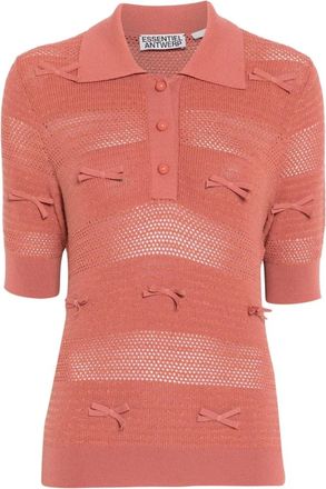 Essentiel Femme, Tops, Orange, Taille: 38 FR Jarts Knit Polo with Knots