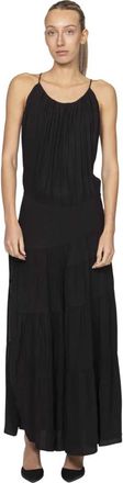Iro Iro, Femme, Robes, Noir, Taille: 36 FR Island Long Ruffled Dress