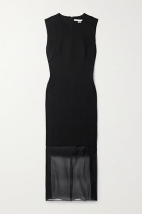 Jason Wu Midikleid Aus Cr&ecirc;pe Mit Seidenbes&auml;tzen - Schwarz