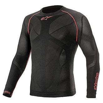 Alpinestars Ride Tech V2 Top Long Sleeve Summer, Noir/Rouge, M-L Homme