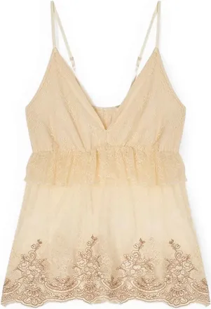 Motivi Femme, Tops, Beige, Taille: 40 FR Top en dentelle &agrave; col en V