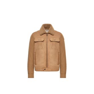 Moncler Moncler Doudoune Courte En Shearling Et Daim Zerique, Homme, Beige, Taille: 0