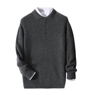 Generic Pull à manches longues en laine solide pour homme - Style décontracté - Pour le printemps, Gris foncé 9., S