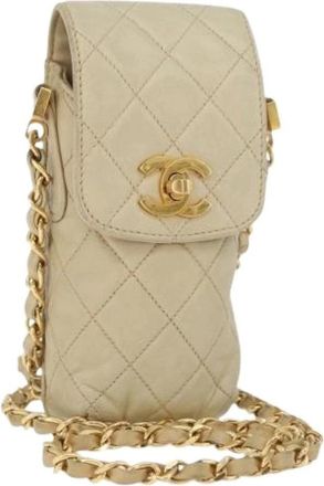 Chanel Sac bandouli&egrave;re vintage en cuir dagneau doccasion - Femme - Pre-owned - Beige - Taille: ONE Size