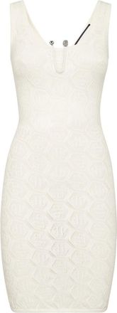 Philipp Plein Femme, Robes, Blanc, Taille: 40 FR Knit Dress Monogram
