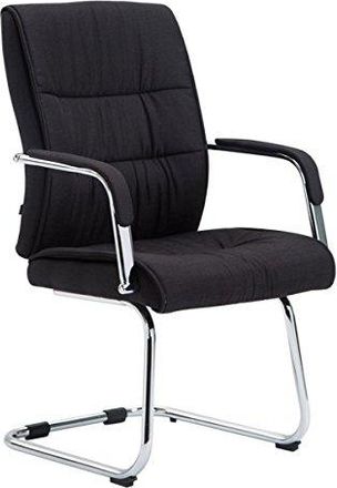 Clp Chaise de Visiteur Sievert en Tissu - Fauteuil Luge Rembourr&eacute; - Support en m&eacute;tal et Patins Antid&eacute;rapants - Capacit&eacute; de Charge Max. 136 kg, Couleur:Noi