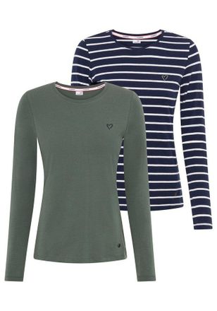 Kangaroos Langarmshirt (2er-Pack) im Doppelpack, gestreift + uni