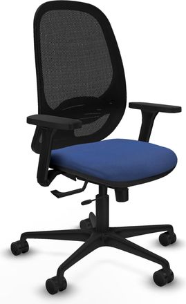 Piqueras y Crespo Stuhl mit Lendenwirbelst&uuml;tze mit 3D-Armlehnen, ausgestattet mit Syncro/Traslack und Schneideschaum, mit Rollen 65 mm, Nylon, Schwarz/Marineblau