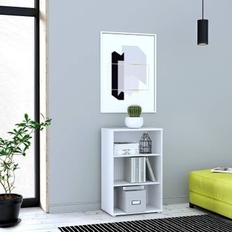 Fredriks home24 Büroregal Wisla Spanplatte, melaminbeschichtet Weiß/Weiß 54 x 86cm