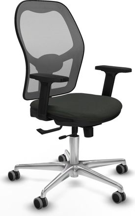 Piqueras y Crespo B&uuml;rostuhl aus schwarzem Mesh mit 2D-Armen, h&ouml;henverstellbare Lendenwirbelst&uuml;tze, ausgestattet mit Syncro/Traslack und eingespritztem Schaum. Mit Rolle