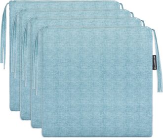 Brandsseller 4er Set Sitzkissen 40x40 cm in changierender Optik - Bequeme Stuhlauflagen mit Bindebändern & abnehmbarem Bezug - Dekorative Sitzpolster für drinnen u