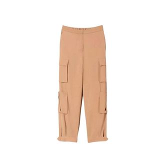 Twinset Cargohose mit Verstecktem Verschluss und Verstellbarem Saum - - Trousers - Damen - Braun - M