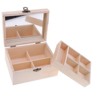 HOMYL 9 Fächer Holzschatulle Holzkästchen Holzkiste Holz Aufbewahrungsbox für Schmuck