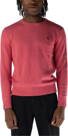 Polo Ralph Lauren Homme, Pulls, Rose, Taille: XL Pull à Col Rond avec Logo Brodé
