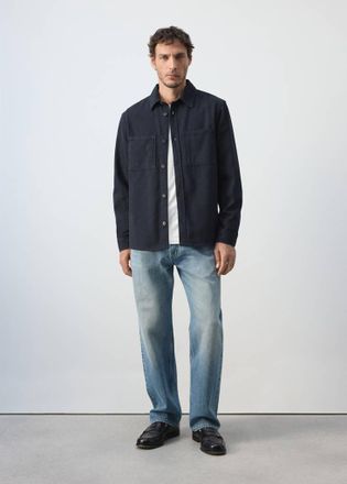 Mango Surchemise en jean poches bleu marine - Homme - XXL - MANGO MAN