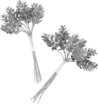 Angoily 2stücke Künstliche Silberne Zapfenzweige Weihnachtsdeko Lebensechte Plastik Tannenzapfen Picks Für DIY Kranz Basteln Festliche Zubehör Für Baum Tisch 