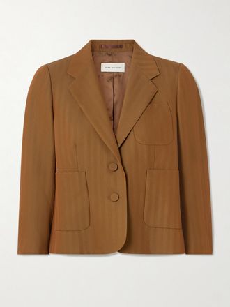 Dries Van Noten Verk&uuml;rzter Blazer Aus Gestreiftem Twill Aus Einer Wollmischung - Braun