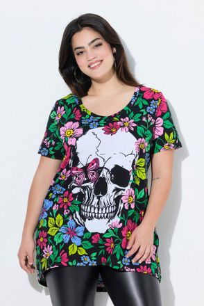Angel Of Style T-Shirt T-Shirt Totenkopf und Blumen Halbarm