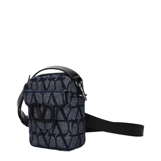 Valentino Garavani Mens Blue Fabric Crossbody Bag