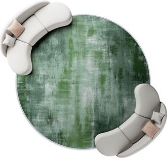 Generic Vert Clair Tapis de Salon Rond 150 cm, Vintage Antique Shabby Chic Tapis Chambre Antid&eacute;rapant Lavable, Ne Perd Pas Ses Poils Moelleux Moquette pour Ch