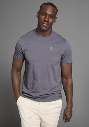 DELMAO Rundhalsshirt DELMAO, Herren, Gr. 4XL (68/70), grau, Single Jersey, Obermaterial: 100% Baumwolle, unifarben, Basic, regular fit, Rundhals, Shirts Rund