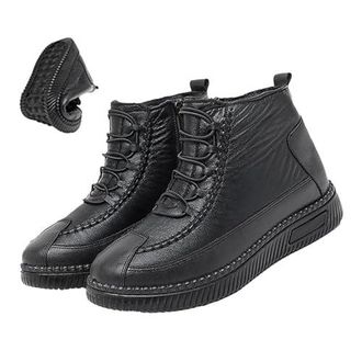 Generic Chaussures dhiver chaudes en polaire &eacute;paisse pour femme - Chaussures dhiver en coton chaud - Bottines &agrave; enfiler en cuir avec fermeture &eacute;clair lat&eacute;rale