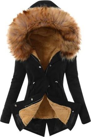 Generic Manteau Long Matelass&eacute; pour Femme Doudoune dhiver Cardigan &agrave; Capuche Hiver &eacute;Paissir Parka Veste Polaire Chaude en Peluche Blousons avec Fermeture &agrave; Gl