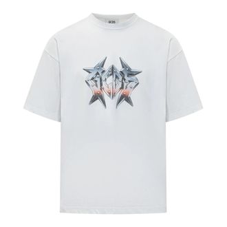 GCDS Studded Logo T-shirt - - Tops - Herren - Wei&szlig; - M