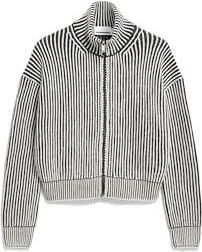 Armedangels MEDEAA VANISE Cardigan en tricot pour femme Col montant Coupe ample, Black-Oatmilk, S