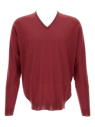 John Smedley pull à col v - Rouge