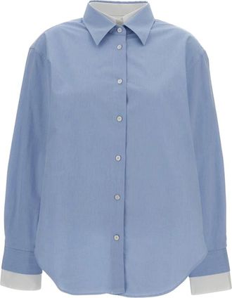 Acne Studios Femme, Blouses et Chemises, Bleu, Taille: 40 FR Chemise boutonn&eacute;e &agrave; superpositions