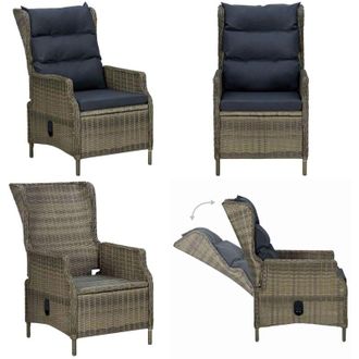 vidaXL Verstellbarer Gartensessel mit Auflagen Poly Rattan Braun - Verstellbarer Sessel - Rattanstuhl