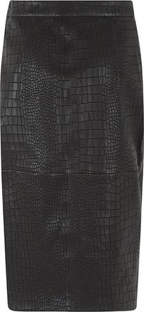 ENES jupe mi-longue à effet peau de crocodile - Noir