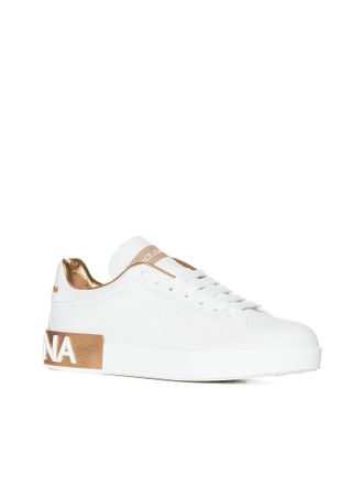 Dolce & Gabbana Womens Sneakers Portofino White Calfskin Calf Leather Trainers