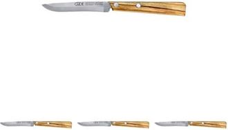 Gude Solingen - Universalmesser aus Holz mit Wellenschliff, 10 cm, UNI, Olivenholz, Braun (Packung mit 4)