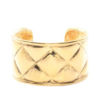 Chanel Gold Plated Quilted Wide CC Cuff