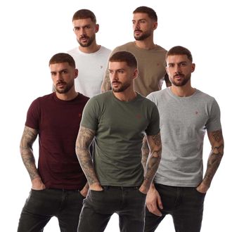 Farah Wardlow T-Shirt f&uuml;r Herren, F&uuml;r die Freizeit (5er-Pack) (Grau/Gr&uuml;n/Wei&szlig;/Sand/Burgunderrot)