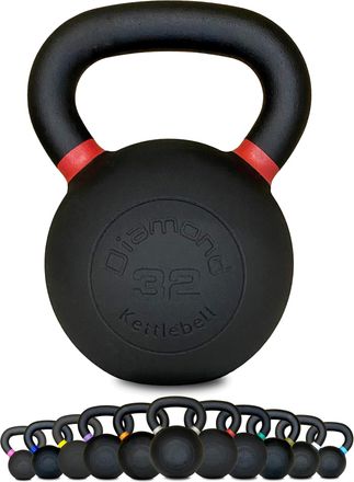 Diamond Kugelhantel aus Gusseisen, 4 - 36 kg, Gewicht aus Gusseisen, mattschwarz, Griff 25 - 38 mm, Gewichte f&uuml;r Cross-Training, Funktionelles und Krafttraini