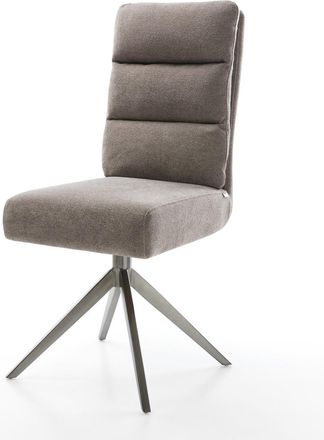 DELIFE Drehstuhl Pela-Flex Strukturstoff Soft Taupe Kreuzgestell breit Graphit 360&deg; drehbar Wippfunktion Taschenfederkern, Esszimmerst&uuml;hle