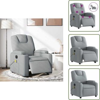 vidaXL Massagesessel Elektrisch Hellgrau Stoff - Relaxsessel - Elektrisches Sofa - Massagesessel - Fernsehsessel - Bequeme Lounge