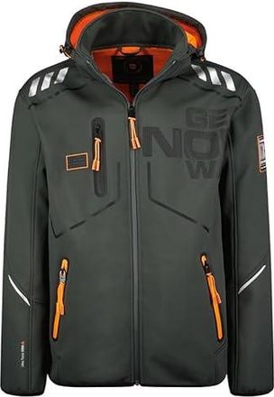 Geographical Norway Robin Men - Veste Softshell Homme Impermeable à Capuche - Manteau Outdoor Blouson Coupe Vent Tactique Resistant - Randonnee Ski Automne Hiver Printemp