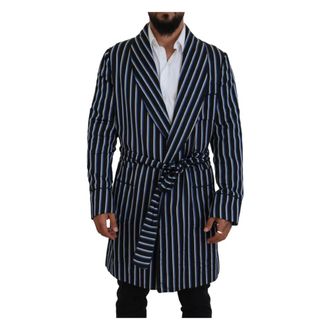 Dolce & Gabbana Homme, Manteaux, Noir, Taille: M Peignoir Noir Bleu avec Doublure Imprim&eacute;e Martini