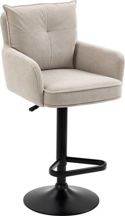 Novel Barhocker, Schwarz, Beige, Metall, Textil, Drehteller, S&auml;ule, 54x98-120x58 cm, Handmade in China, Stoffauswahl, Sitzfl&auml;che 360&deg; drehbar, inklusive Arm